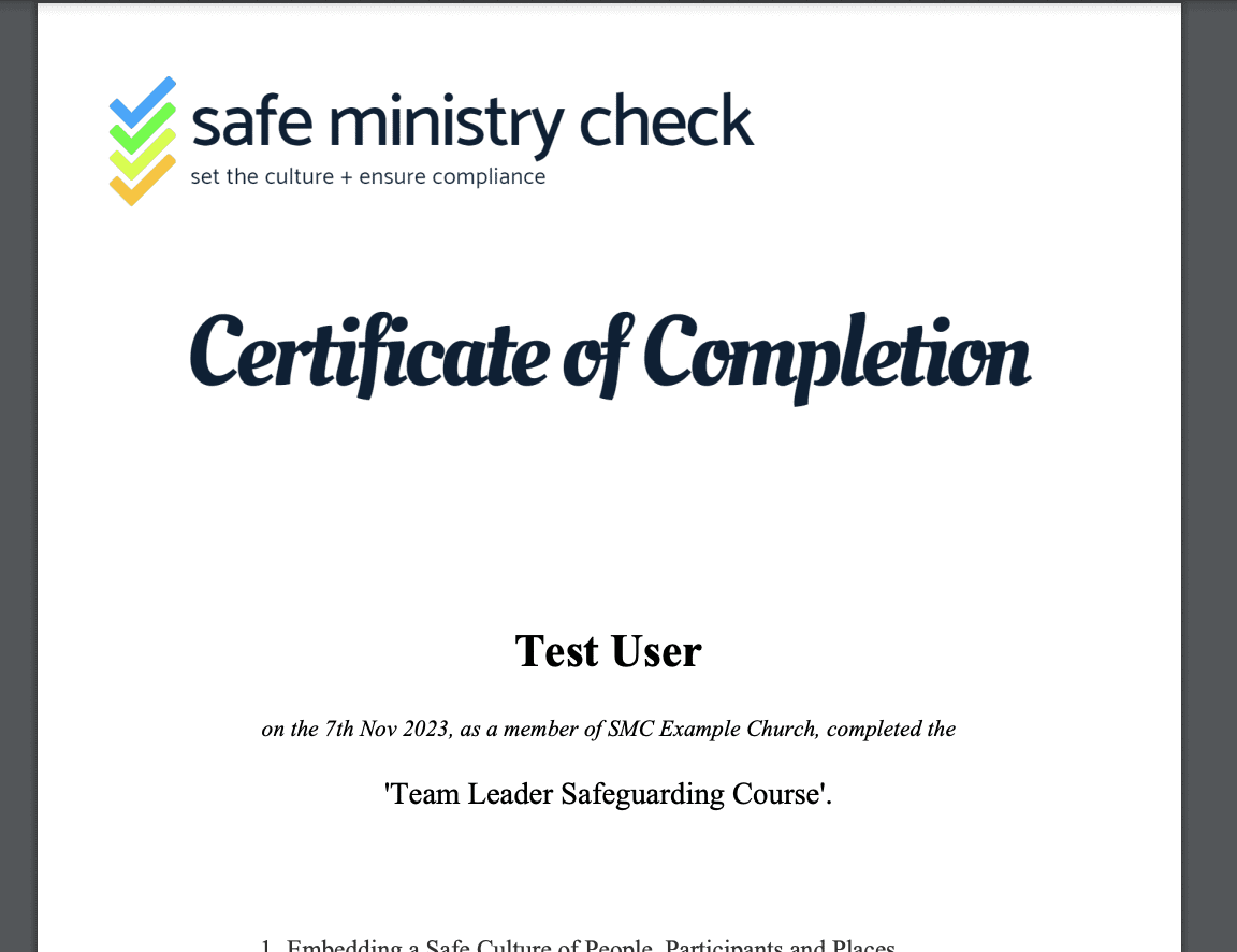 How to: Accessing Training Certificate – Safe Ministry Check