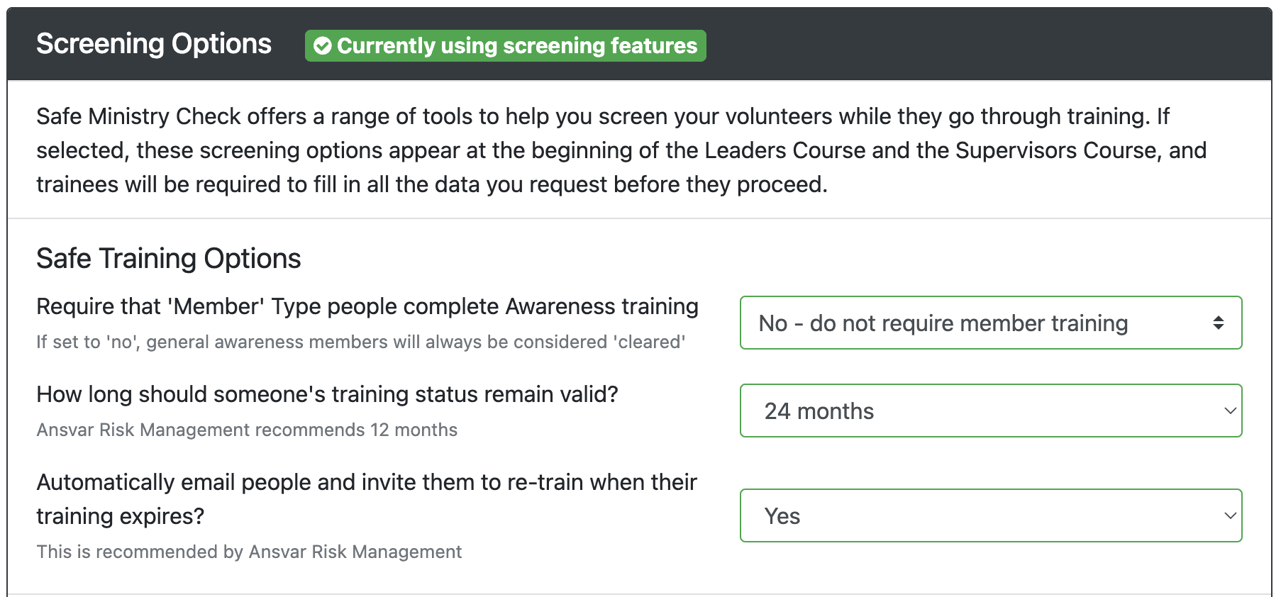 Automatic Email Training Reminders – Safe Ministry Check