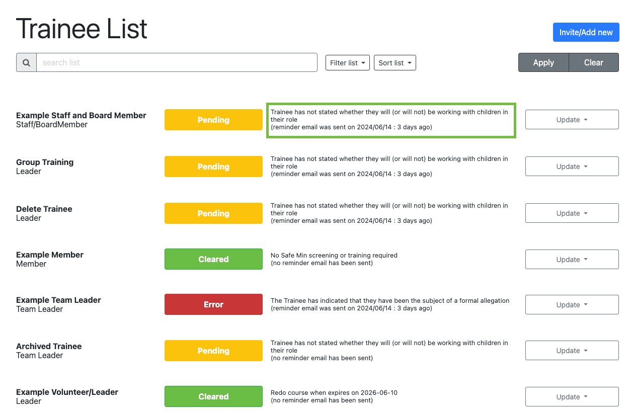 How to: Understand the Screening Status Page – Safe Ministry Check