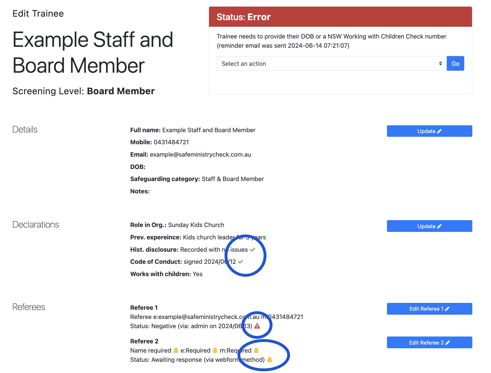 How to: Understand the Screening Status Page – Safe Ministry Check